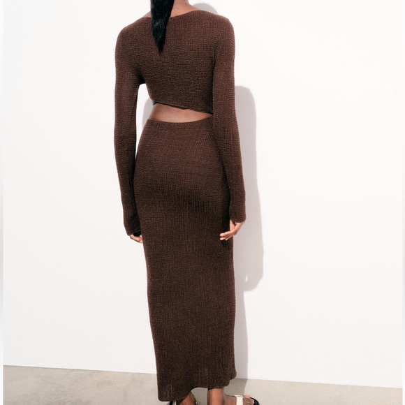 Zara | Dresses | Zara Long Textured Cut Out Dress | Poshmark
